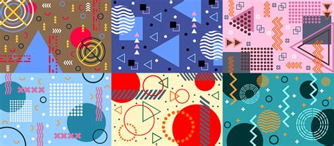 멤피스 지오메트리 배경입니다 다채로운 모양 의 패턴 선명한 색상 질감과 펑키 컬러 패턴 추상 기하학 포스터 멤피스 벽지 배경 0명에 대한 스톡 벡터 아트 및 기타 이미지