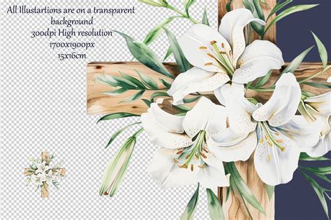 Lily Cross Watercolor Clipart Baptism Clipart Floral Crosses Clipart Lily Flowers Clipart