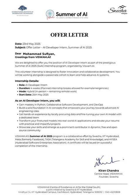 Summerofai Aiwithpurpose Viswamai Aiinternship Telugullm