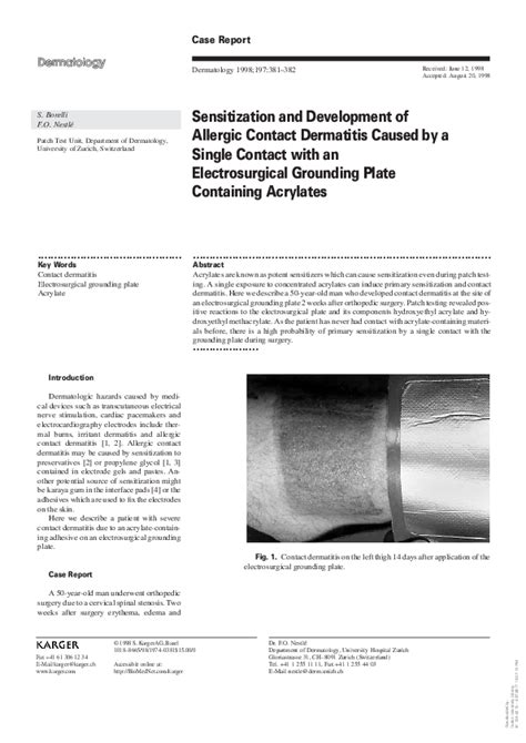 Pdf Sensitization And Development Of Allergic Contact Dermatitis Caused By A Single Contact
