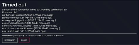 Server Client Connecten Timed Out Pending Commands 63 Server