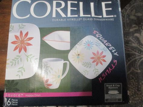 Corelle 16 Pcs Square Plates Set Happy Days Furniture And Home Living