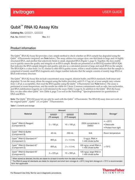 Man0017405 Qubit Rna Iq Assay Kit Ug Pdf Reverse Transcription Polymerase Chain Reaction