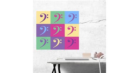 Bass Clef Pattern Bright Colour Pattern Poster Zazzle