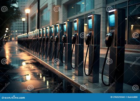 Modern Electric Vehicle Charging Stations Ai Generated Stock