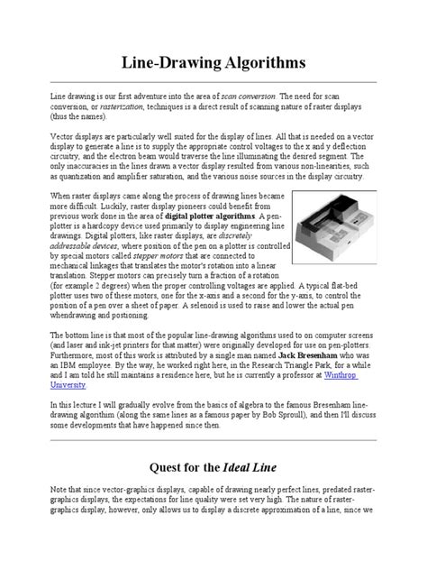 Line Drawing Algorithms Quest For The Ideal Line Pdf Communication