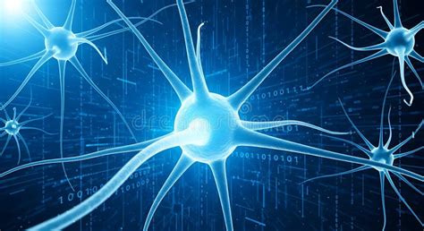 Neural Network Visualization Blue Neurons Against Digital Binary Code