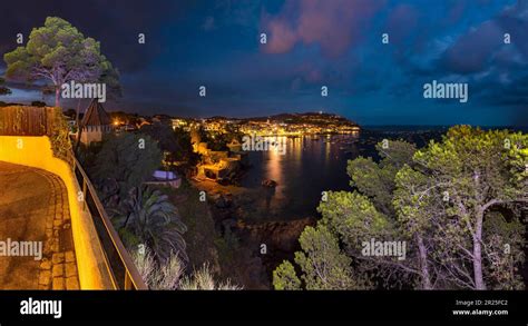 Mirador De Calella View At A Coastal Village At Night Local