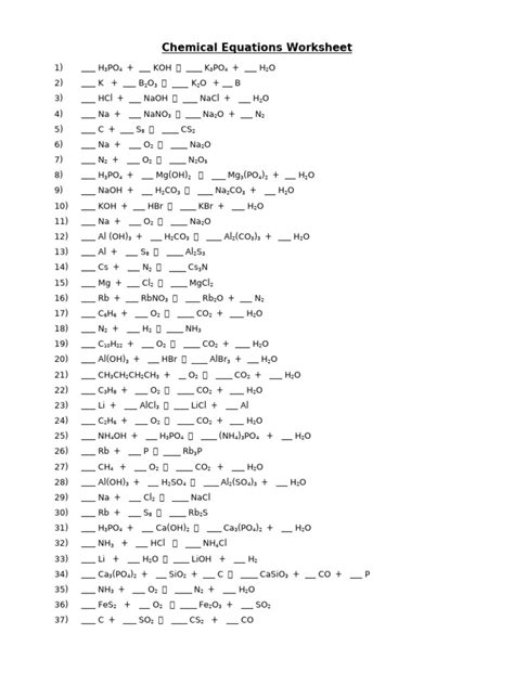 Chemical Equations Pdf