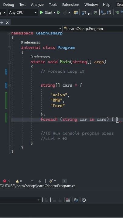 Foreach Loop In Csharp Csharp Programming Foreach Loop Shorts