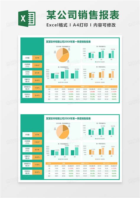 公司季度销售报表excel模板下载 销售 图客巴巴