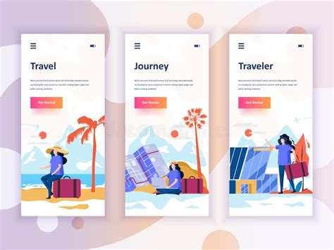 Set Of Onboarding Screens User Interface Kit For Travel Journey Traveler Mobile App Templates