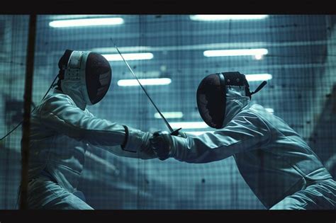 Ai Generative Two Men Fencing Duel Premium Ai Generated Image