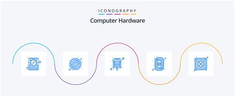 Computer Hardware Blue 5 Icon Pack Including Fan Ram Cable Memory Chip 17227310 Vector Art