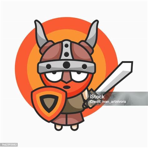 벡터 일러스트 레이 션 아이 바이킹 마스코트 만화 스타일 개념에 대한 스톡 벡터 아트 및 기타 이미지 개념 검 고대의 Istock