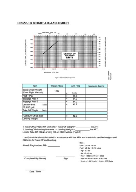 Weight And Balance Sheet Printable Pdf Download