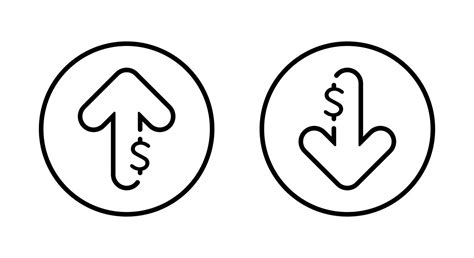 Dollar Arrow Up And Down Outline Icon On Circle Line Increase And Decrease Usd Sign Symbol