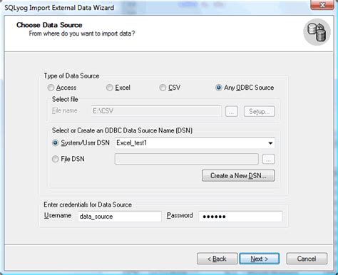 Choose Data Source SQLyog Knowledge Base