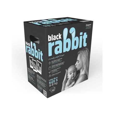 Подгузники на липучках, 4-8 кг S, 32 шт Black Rabbit, арт. DIAPER