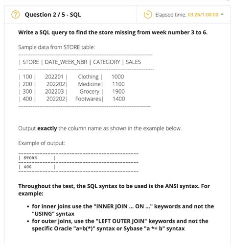 Solved Write A Sql Query To Find The Store Missing From Week