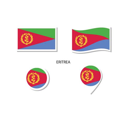 Eritrea Flag Logo Icon Set Rectangle Flat Icons Circular Shape Marker With Flags