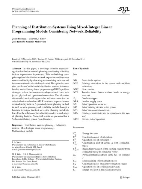 Planning Of Distribution Systems Using Mixed Integer Linear Pdf