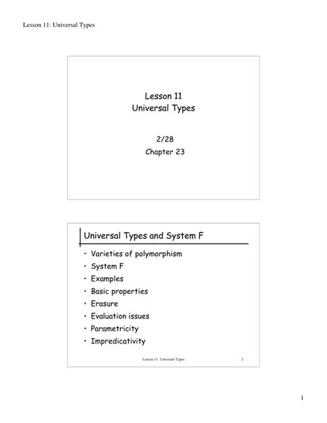 Pdf Lesson 11 Universal Types 228 Chapter 23 Universal Types And