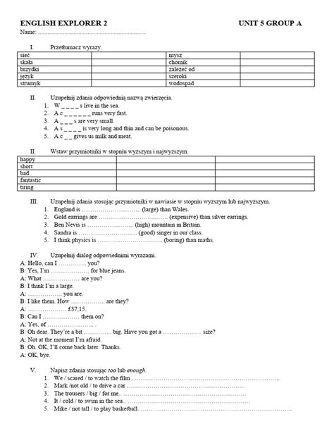 English Explorer 2 Unit 5 Group A Pdf