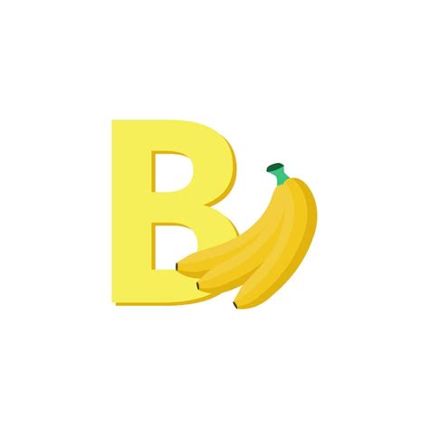 어린이 플랫 벡터 일러스트를 위한 바나나 교육을 위한 과일 알파벳 문자 B 프리미엄 벡터
