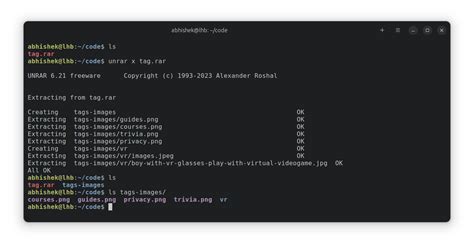 how to extract and create rar files in linux