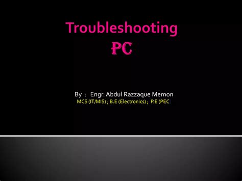 Pc Trouble Shouting By Memon Pdf Operating Systems Computer