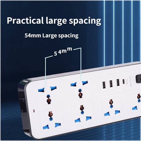 READY STOCK 2M 6 Way 3 USB 1 Type C Extension Cords Trailing Socket Multiple Universal Power