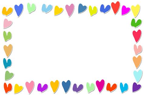 하트가 있는 제곱 프레임 템플릿 휴일 테두리 벡터 일러스트레이션 카드 엽서 포스터 인쇄 배너디자인 흰색 배경에 만화 다채로운 마음 2월에 대한 스톡 벡터 아트 및 기타