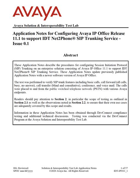 Net2phone Sip Trunking Configuration Guide Avaya Ip Office 11 1