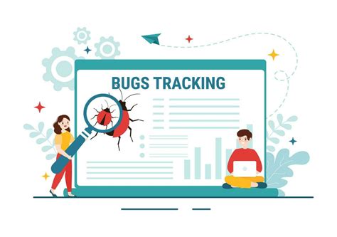 Bug Tracking Vector Illustration With Mobile Phone Protection From Computer Virus On Big Screen