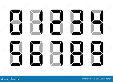 Digital Numbers For Lcd Electronic Screen Stock Vector Illustration Of Black Alarm