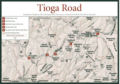 Sherpa Guides California Sierra Nevada Tioga Road Map