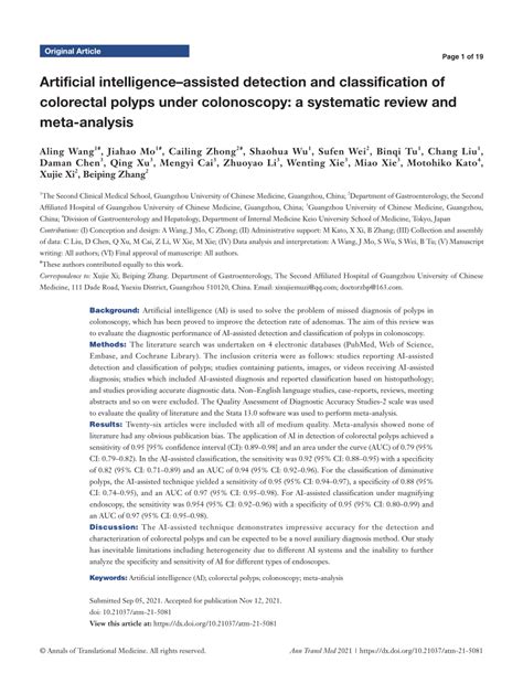 Pdf Artificial Intelligenceassisted Detection And Classification Of