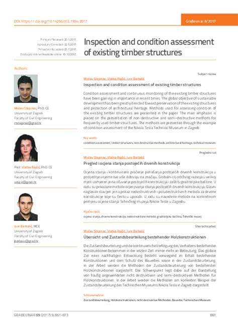 Pdf Inspection And Condition Assessment Of Existing Timber Structures