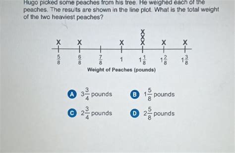 Solved Hugo Picked Some Peaches From His Tree He Weighed Each Of The