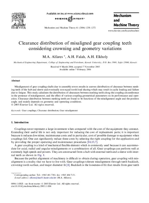 Pdf Clearance Distribution Of Misaligned Gear Coupling Teeth Considering Crowning And Geometry