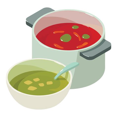 Vector Isométrico Del Icono Del Primer Plato Icono De Sopa De Verduras