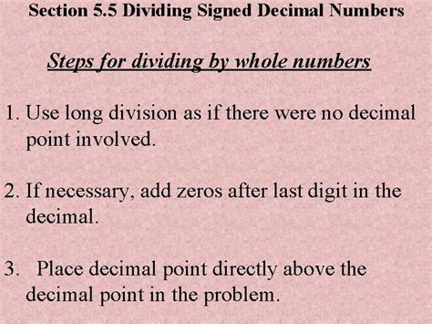 section 5 4 multiplying signed decimal numbers steps