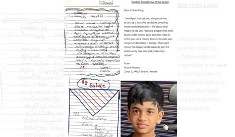 Wayanad landslides: Kerala boy pens heartfelt letter to Indian Army-Telangana Today