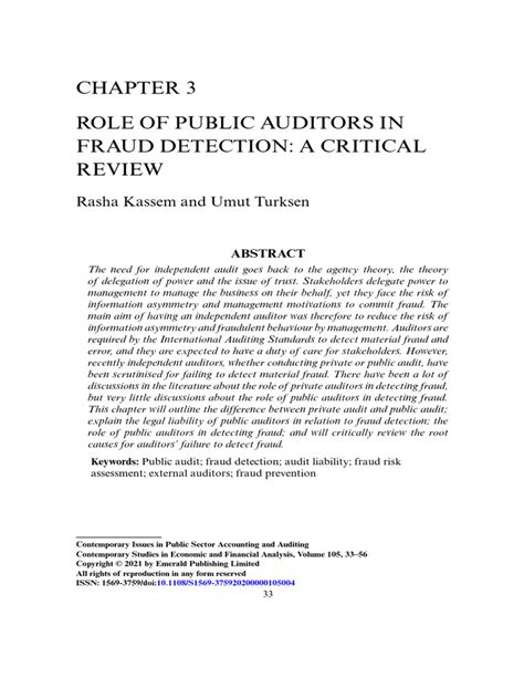 Role Of Public Auditors In Fraud Detection Pdf Audit Fraud