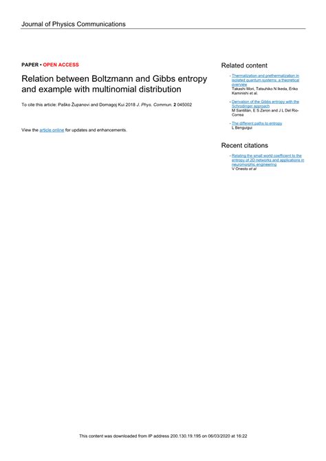 Relation Between Boltzmann And Gibbs Entropy And Example With Open