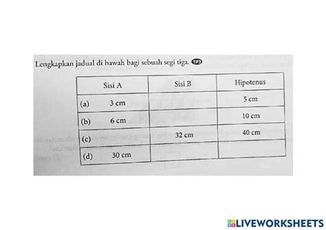Teorem Pythagoras Exercise Live Worksheets