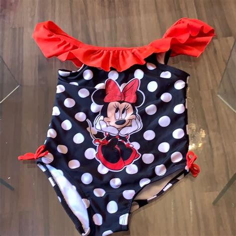 Disney Swim Disney Black White Red Polka Dot Minnie Mouse One Piece