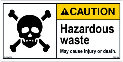 Ansi Safety Label Caution Hazardous Waste May Cause Injurydeath
