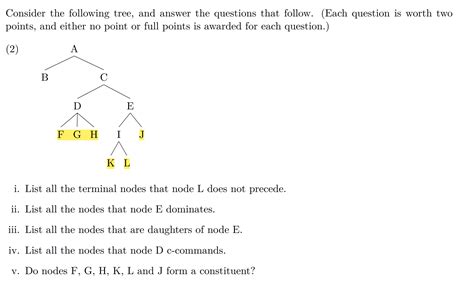 Solved Consider The Following Tree And Answer The Questions Chegg